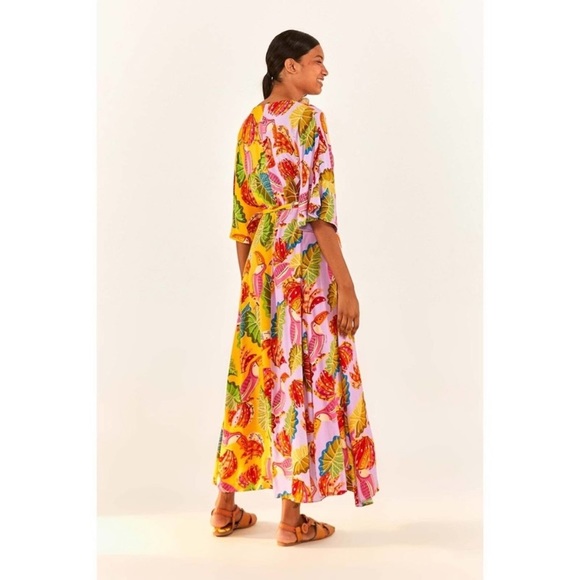 FARM Rio | Dresses | Farm Rio Beaks And Bananas Wrap Maxi Dress Nwt ...